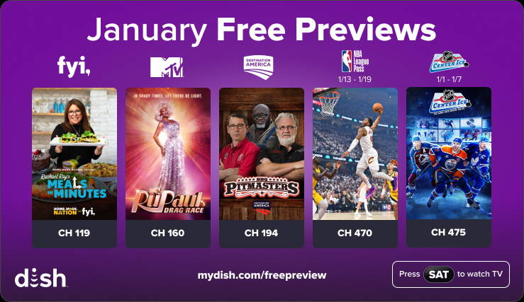DISH December Free Previews: UPtv, Discovery Family, and More